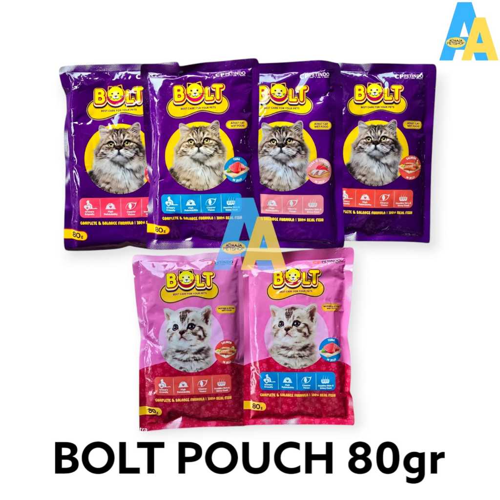 Jual BOLT POUCH 80gr bolt pouch Makanan Basah Kucing Wet Food Kucing ...