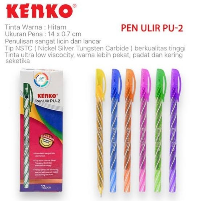Jual ( 12 Pcs ) KENKO - Bolpen Pen Ulir PU-2 / Pulpen Murah 0.5mm Hitam ...