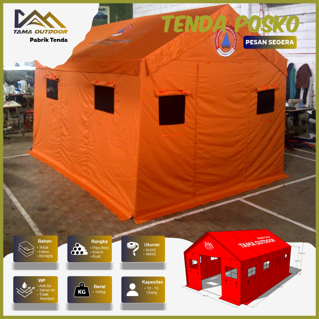 Jual Tenda Posko Serbaguna Ukuran 4x6 Bahan Baby Ripstops Fullset Model ...