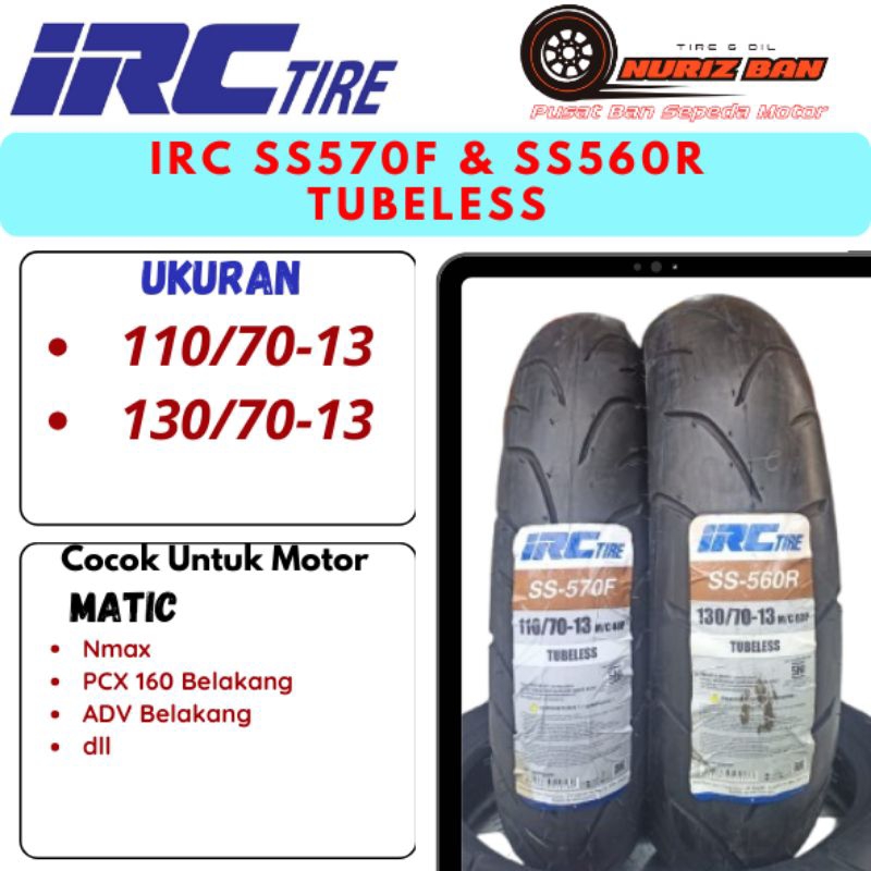 Jual IRC Ring 13 Tubeless SS 570 F dan SS 560 R Ban Standar Pabrik ...
