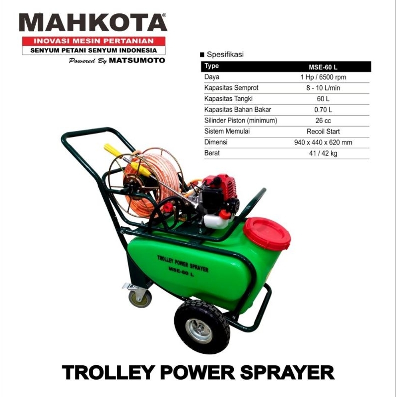 Jual Mesin Power Sprayer Pakai Trolly dan Tangki 60 Liter MSE 60L ...