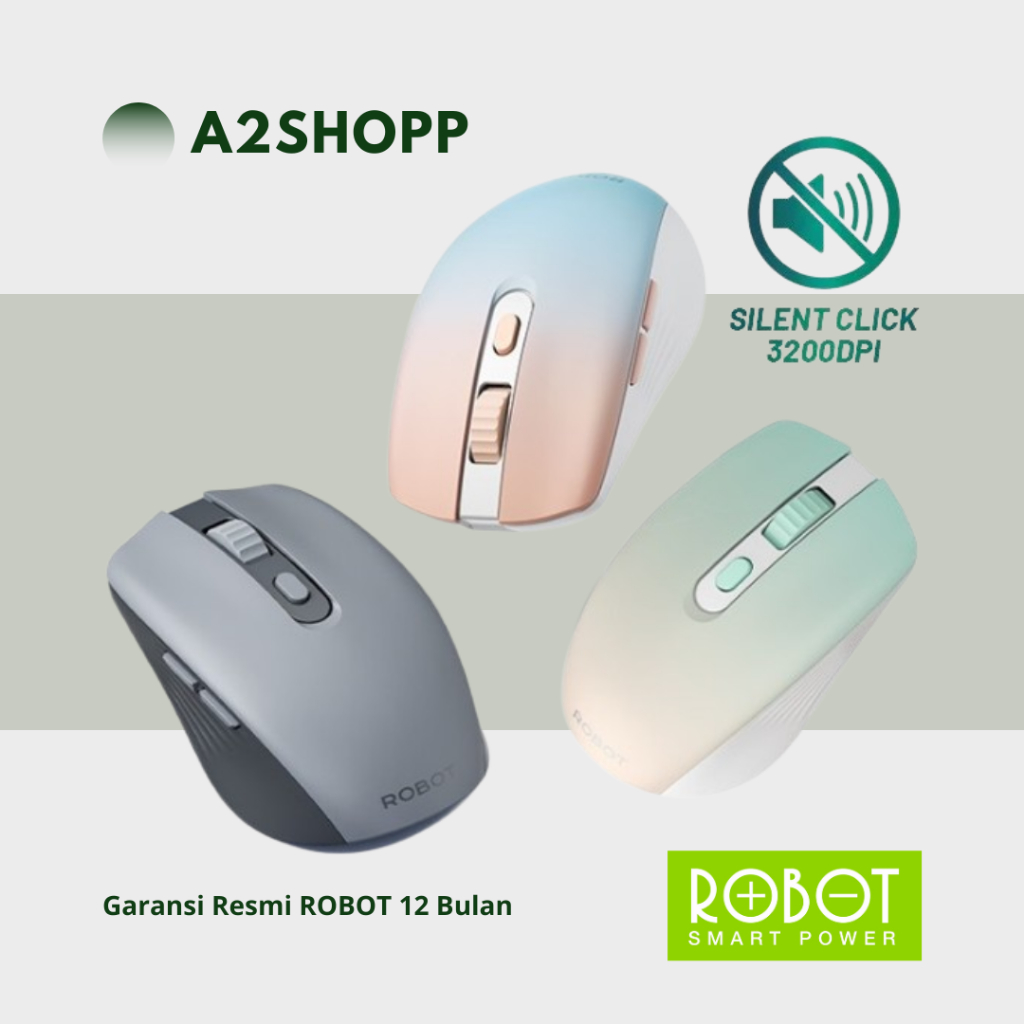 Jual Mouse Wireless ROBOT M370 2.4GHz Silent Klik Optical 3200DPI ...