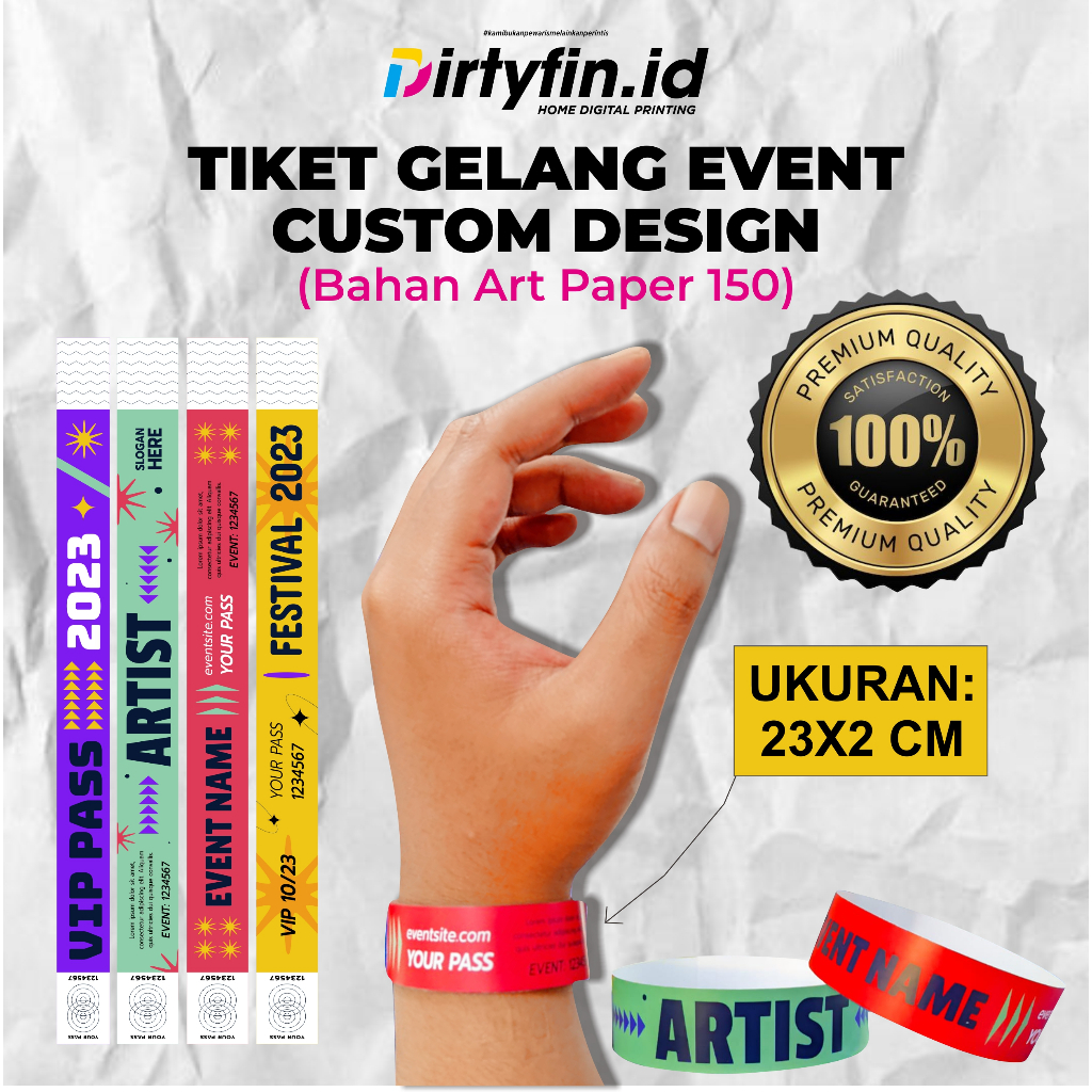 Jual Paket Cetak Gelang Konser Bahan Kertas / Print Custom Tiket ...