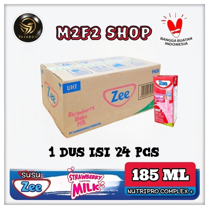 Jual Zee Susu Kotak UHT Strawberry Milk | Stroberi - 185 ml (Kemasan Karton) | Shopee Indonesia