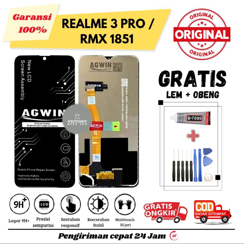 Jual Lcd AGWIN PREMIUM REALME 3 PRO / RMX 1851 Original GRATIS lem ...