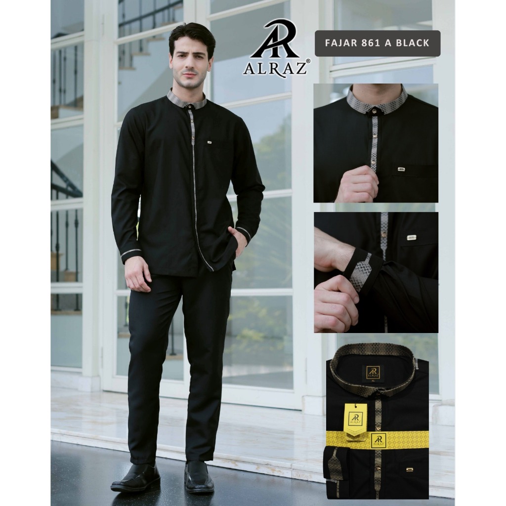 Jual BAJU KOKO ALRAZ KODE FAJAR 861 A BLACK LENGAN MANSET | Shopee ...