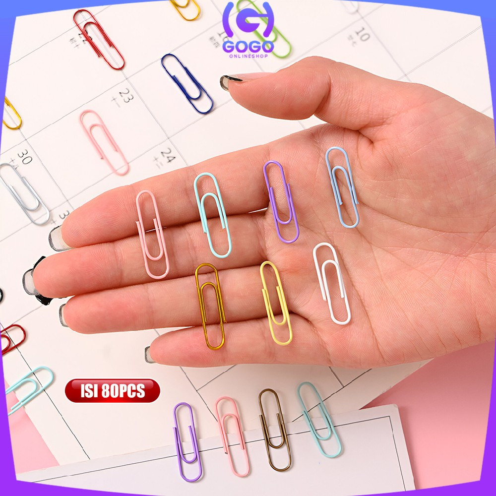 Jual GOGO-A109 Paper Clip Warna Metalic Isi 80pcs Klip Kertas Warna ...
