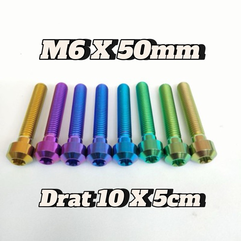 Jual BAUT TITANIUM M6 X 50mm BAUT TITANIUM DRAT 10 X 5CM HEAD PILAR KEPALA SMALL KECIL ORIGINAL ...