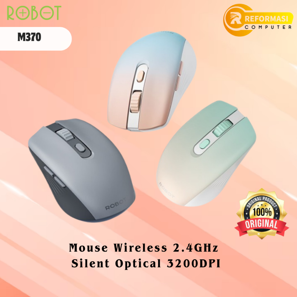 Jual ROBOT Mouse Wireless 2.4GHz Silent Optical 3200DPI Robot M370 ...