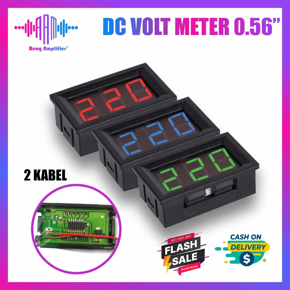 Jual Mini DC Voltmeter dengan Frame 0.56" 4.5-30V DC 2 Kabel Volt Meter ...