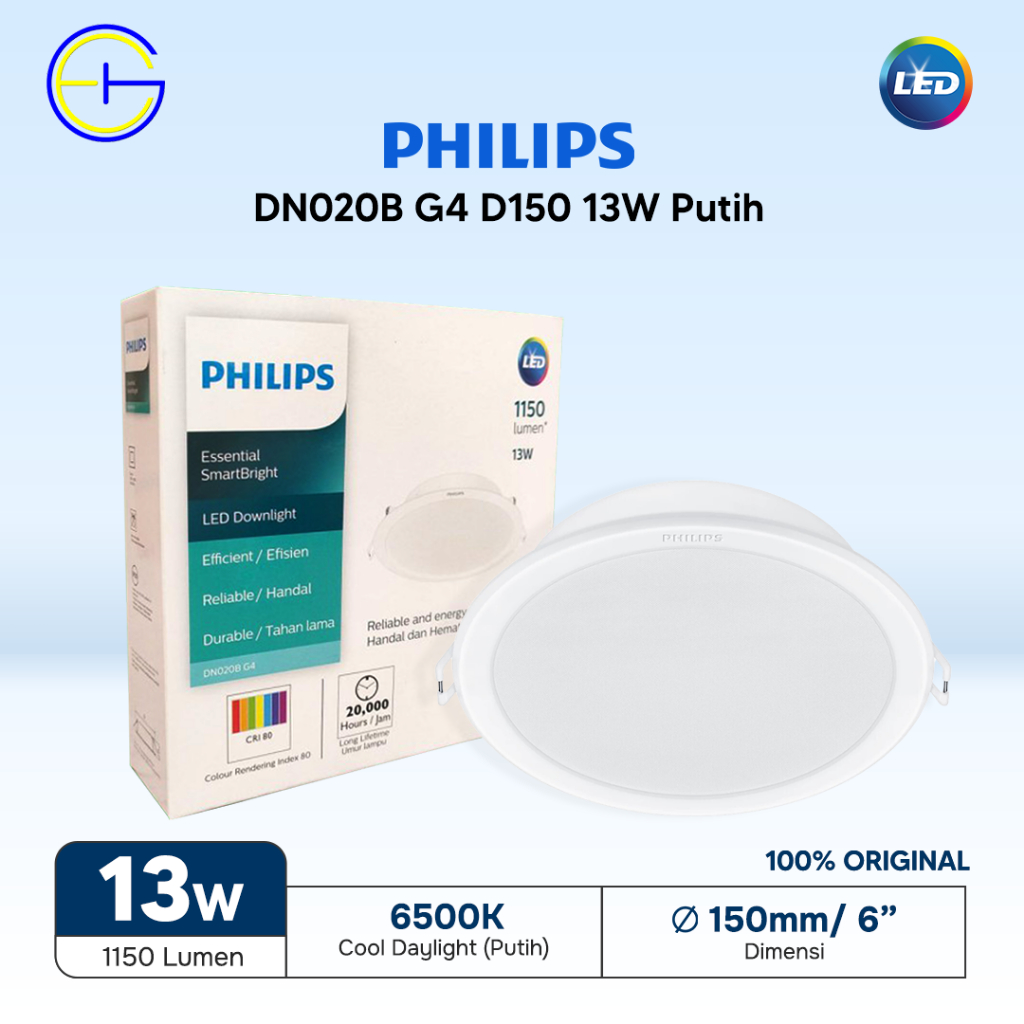Jual DN020B G4 LED12 13W 220-240V D150 LED Downlight Philips | Shopee ...