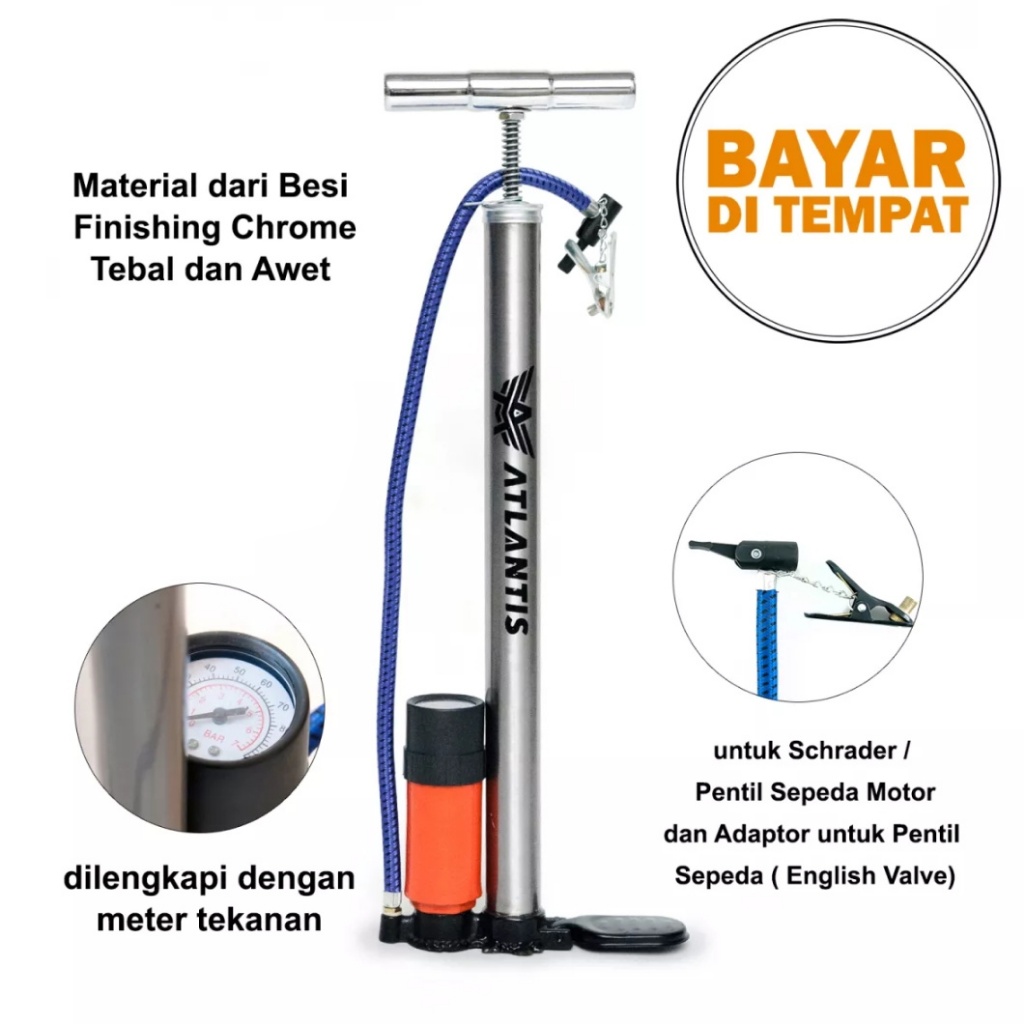 Jual pompa sepeda motor mobil gerobak 160 psi atlantis fullbesi dengan ...