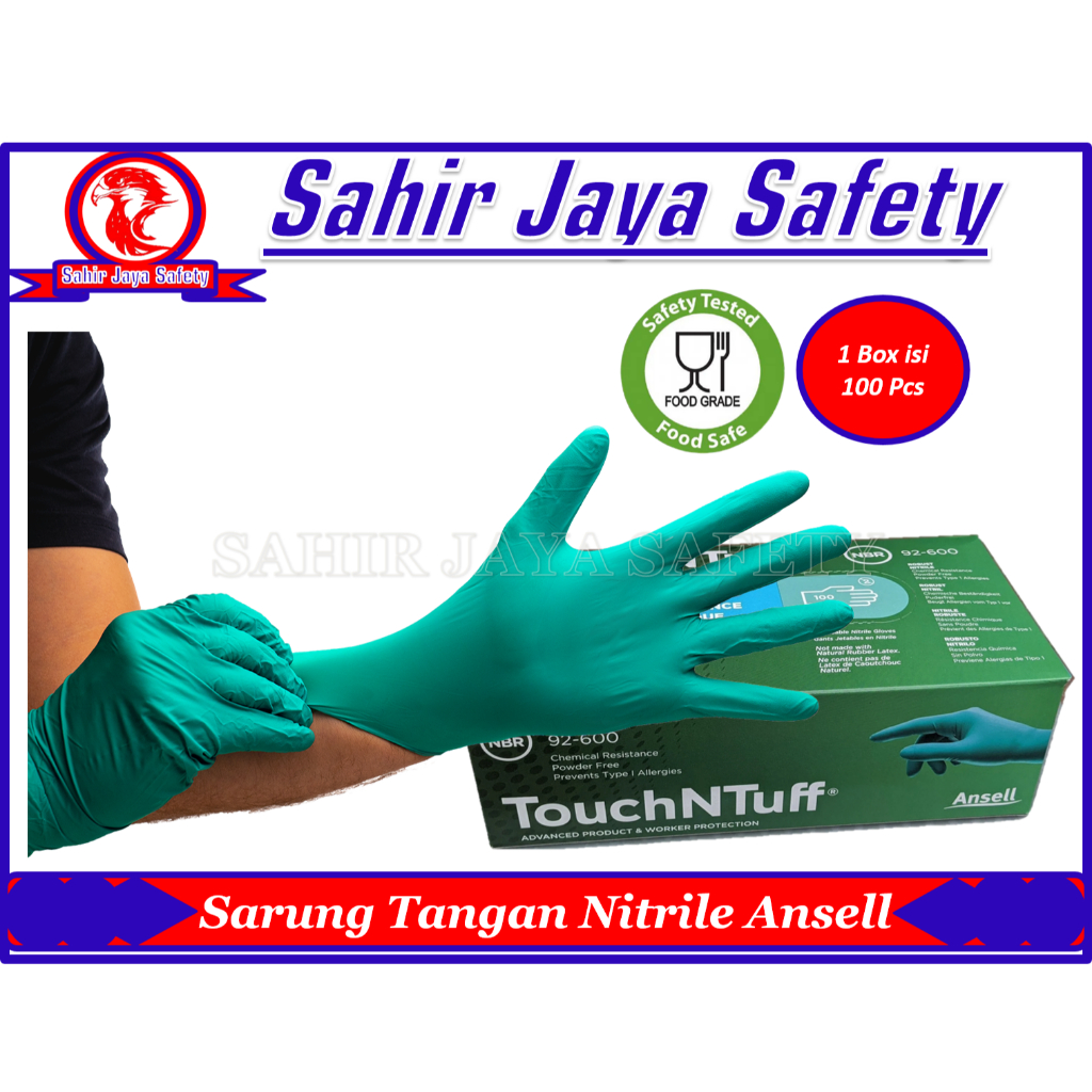 Jual Sarung Tangan Nitrile Tebal Ansell Touch N Tuff 92-600 Harga 1 Box ...