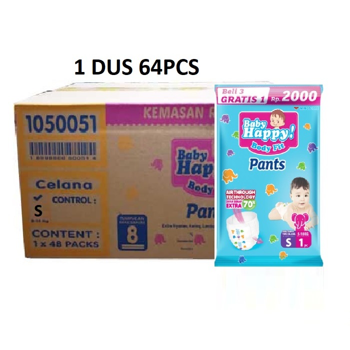 Jual Baby Happy Pants S1 Renceng 1 Dus isi 48+16 (64 Sachet) | Shopee Indonesia