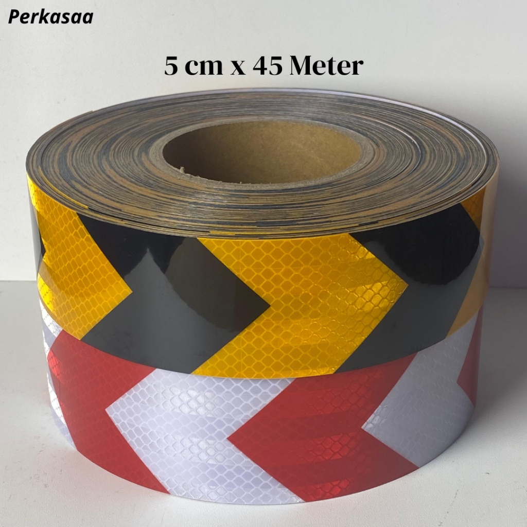 Jual Stiker Reflektor Motif Panah PET 5cm x 45 meter Hitam Kuning ...
