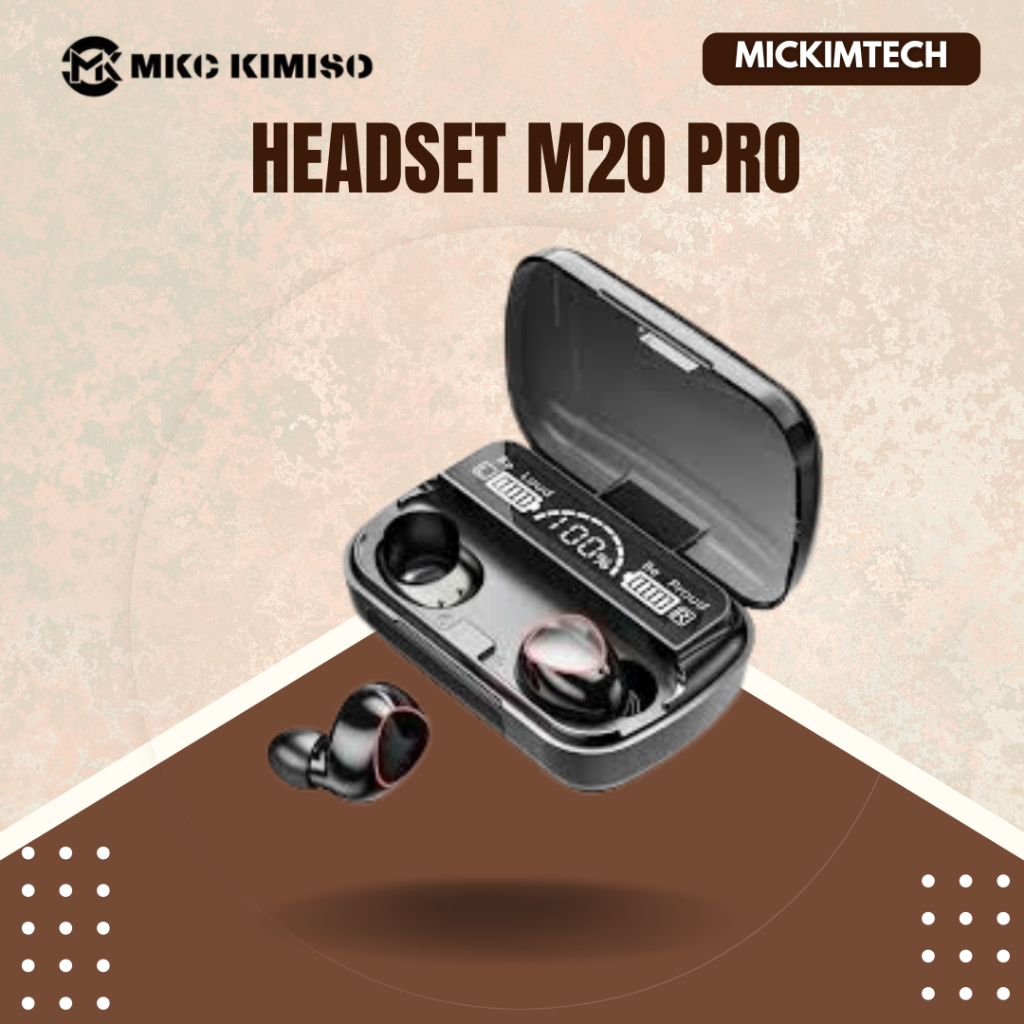 Jual Headset Bluetooth M20 PRO Earphones Plus Power Bank 3800 mAH ...