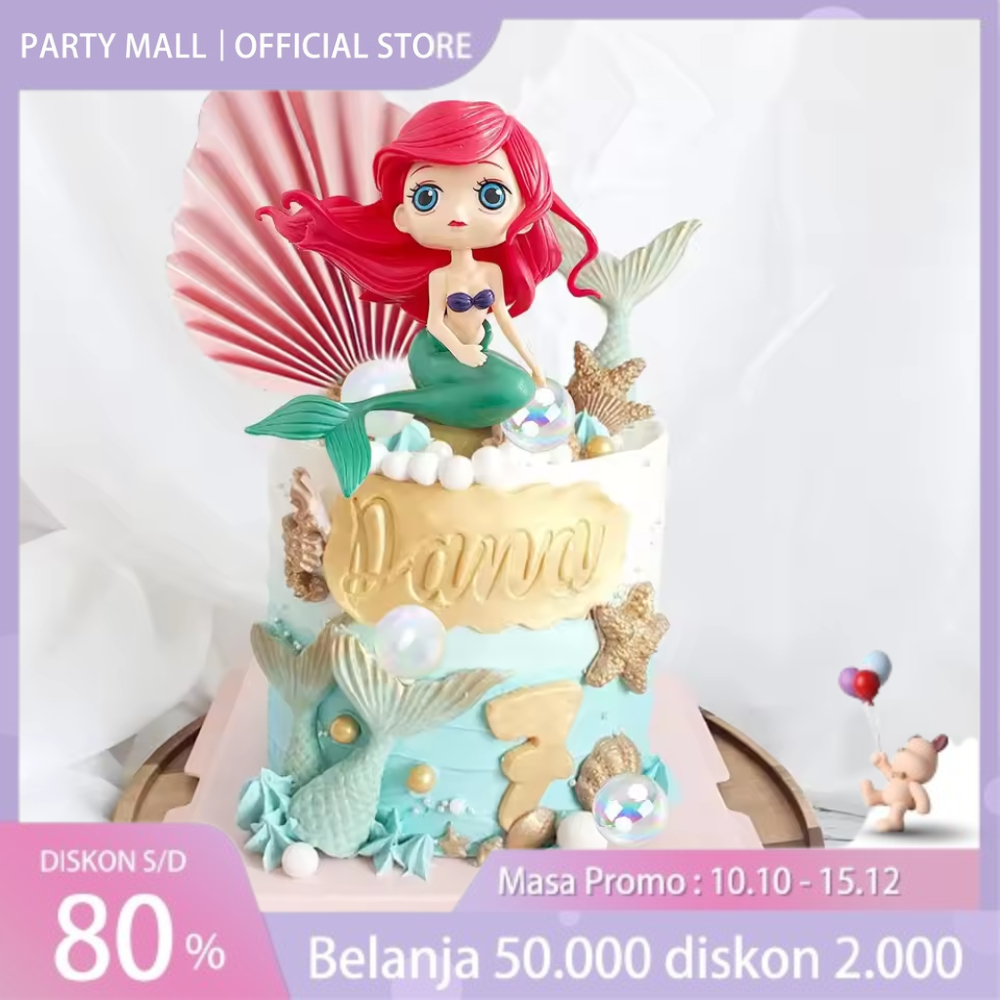 Jual Cake Topper Ariel Mermaid Putri Duyung Tusukan Kue Ulan Tahun Hiasan Kue Miniatur Princess ...