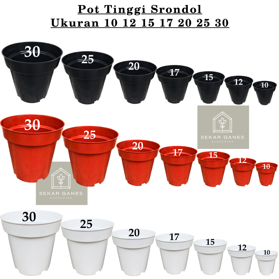 Jual TERLARIS Pot Tinggi Srondol 8 10 12 15 17 20 25 30 Putih Hitam ...
