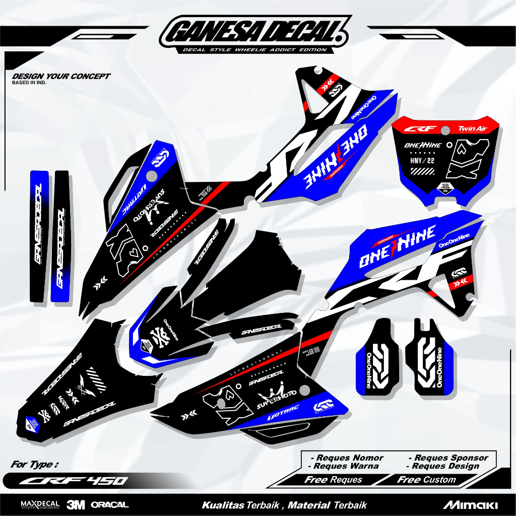 Jual Decal Stiker CRF 450 Premium Full Body - Sticker Dekal Motor Honda ...