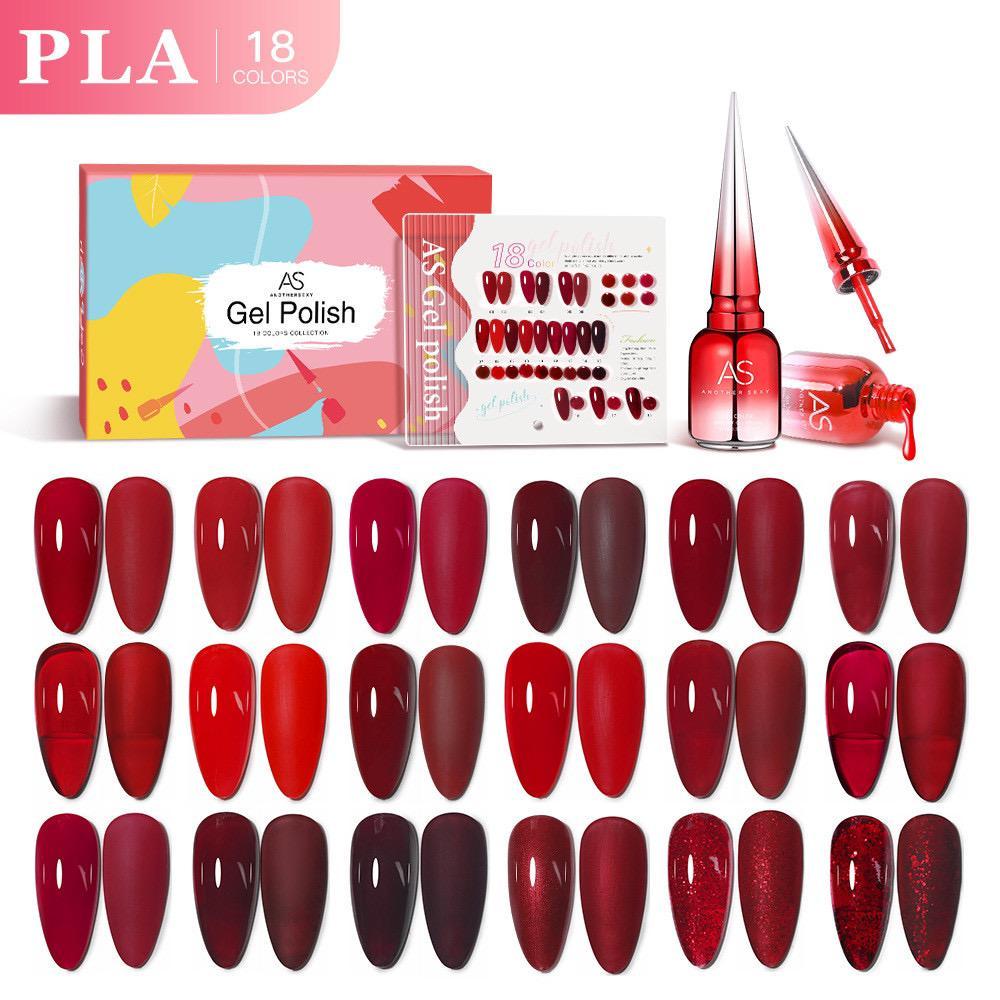 Jual AS PLA Merah Full Set 18 Colors / WITH DISPLAY Maroon Red UV Nail ...