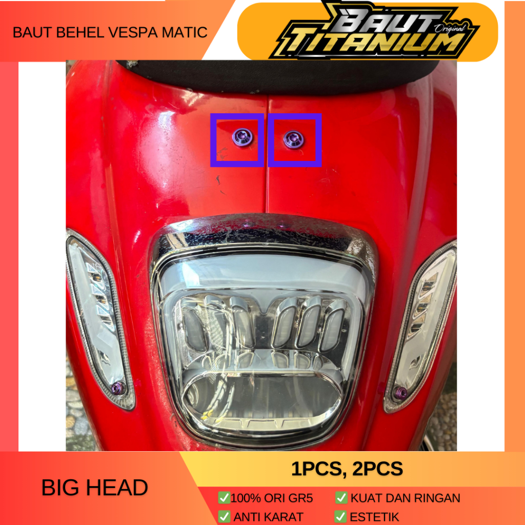 Jual Baut Titanium Behel Vespa Matic Big Head | Shopee Indonesia