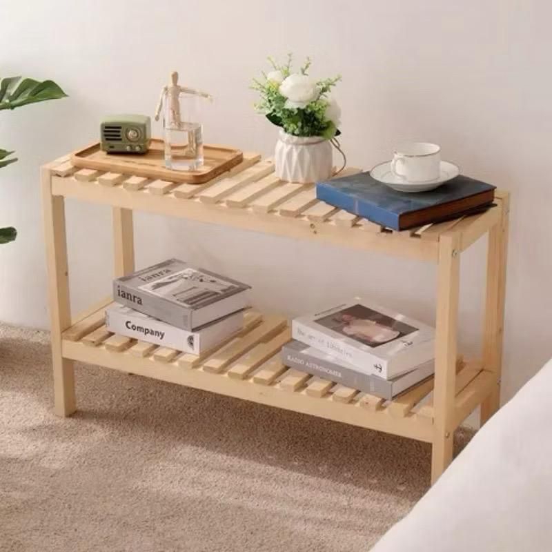 Jual Wooden shelf 2 tingkat rak sepatu sandal rak buku susun rak ...