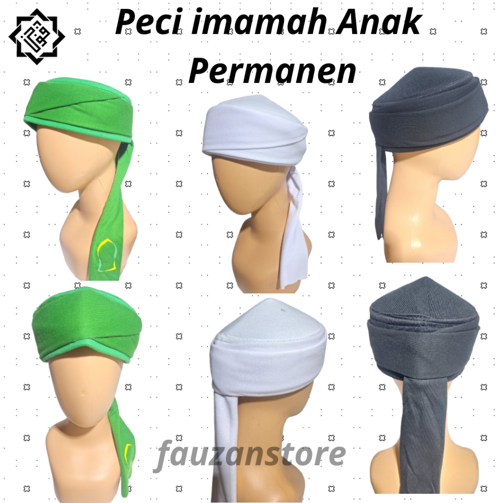 Jual Peci Imamah Permanen Anak Dan Dewasa Sorban Putih Hijau Hitam 2 ...