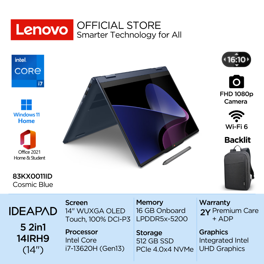 Jual Lenovo IdeaPad 5i 2in1 14IRH9 Intel Core i7 13620H Win11 16GB ...