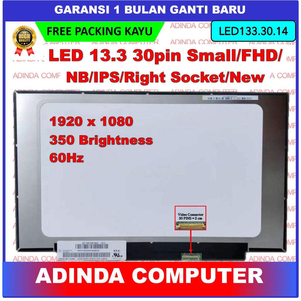 Jual LCD LED Lenovo 13 Inch 13.3 Inch 30 pin Small Full HD FHD NB ...