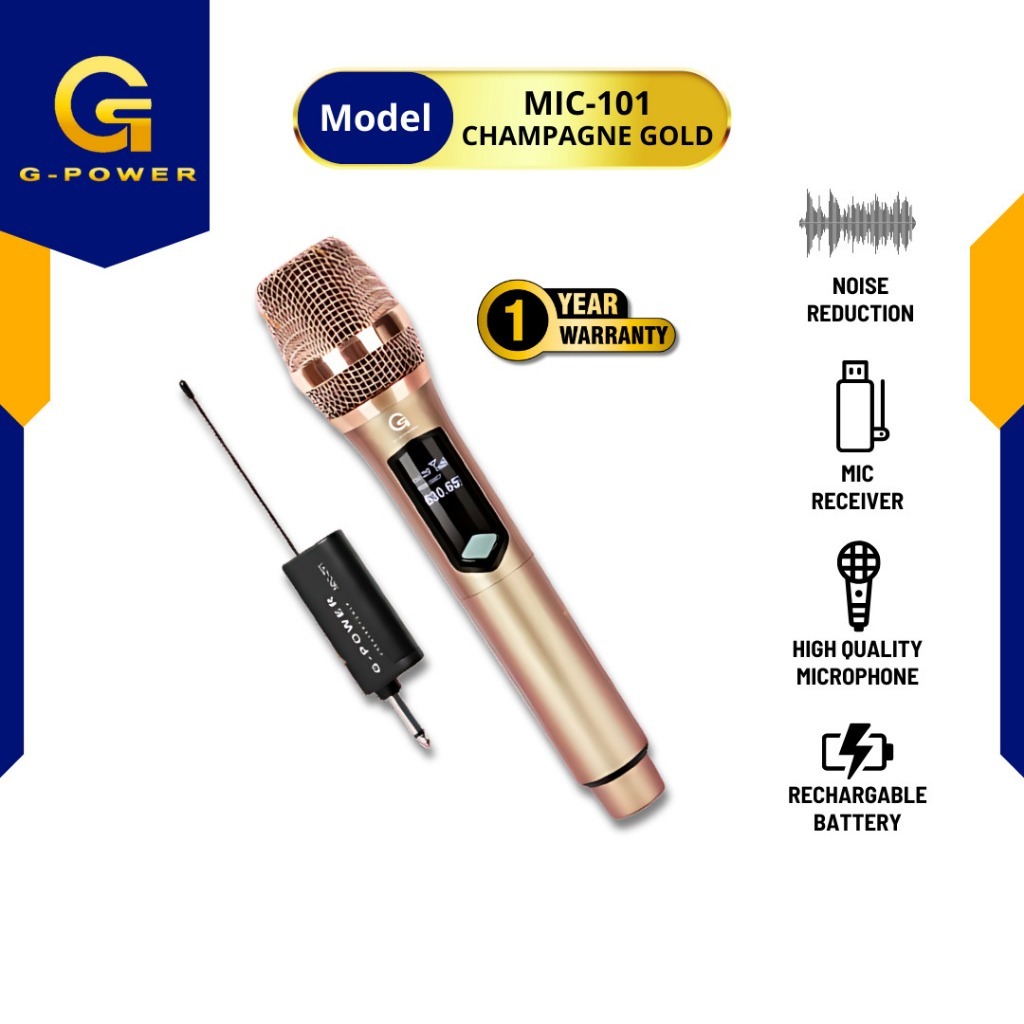 Jual G-POWER Mic Wireless MIC-101 Champagne Gold / Mikrofon Tanpa Kabel ...
