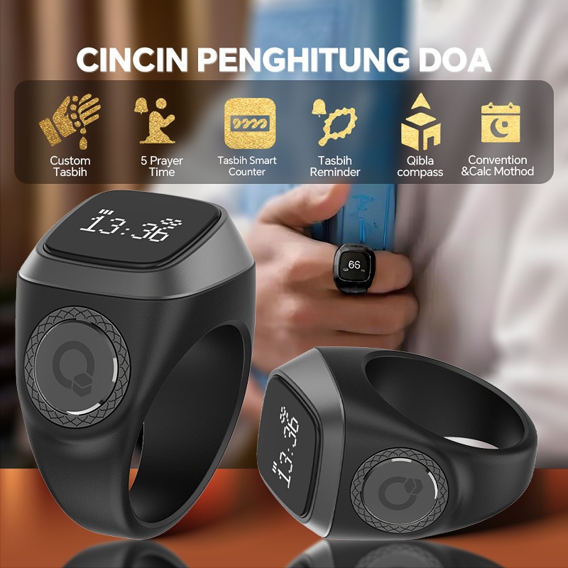 Jual CSR05 iQibla Zikr Ring Smart Tasbih Digital Cincin Zikir Counter ...