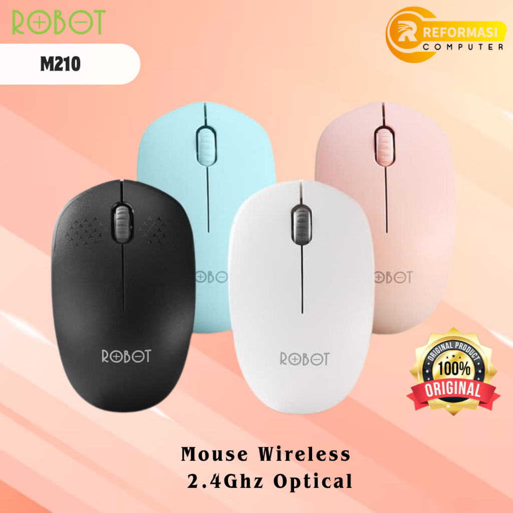 Jual ROBOT Mouse Wireless Robot M210 2.4Ghz Optical - Putih | Shopee ...
