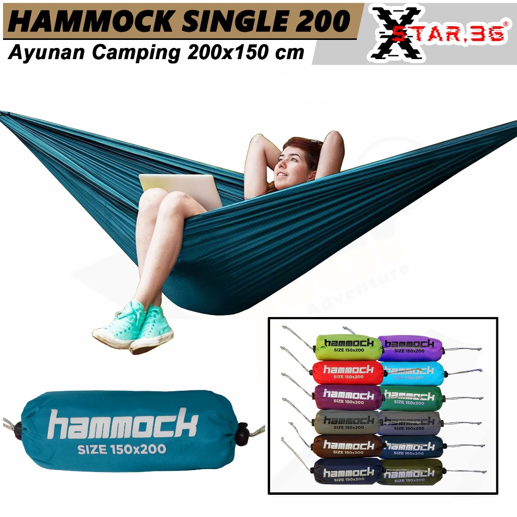 Jual Hammock ayunan tempat tidur pohon hammock single layer 200 x 150 cm ayunan camping 200 cm ...