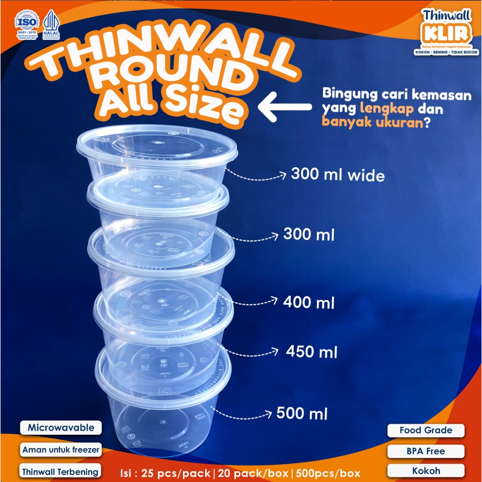 Jual Thinwall Klir Round 450ml & 500ml | Shopee Indonesia