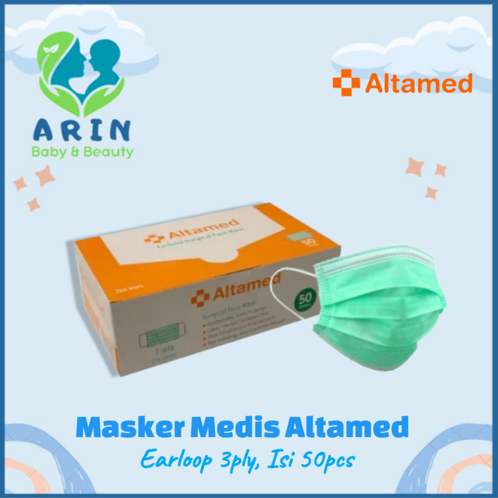 Jual Masker Medis Earloop Altamed Hijau 3ply Per box isi 50 pcs ...