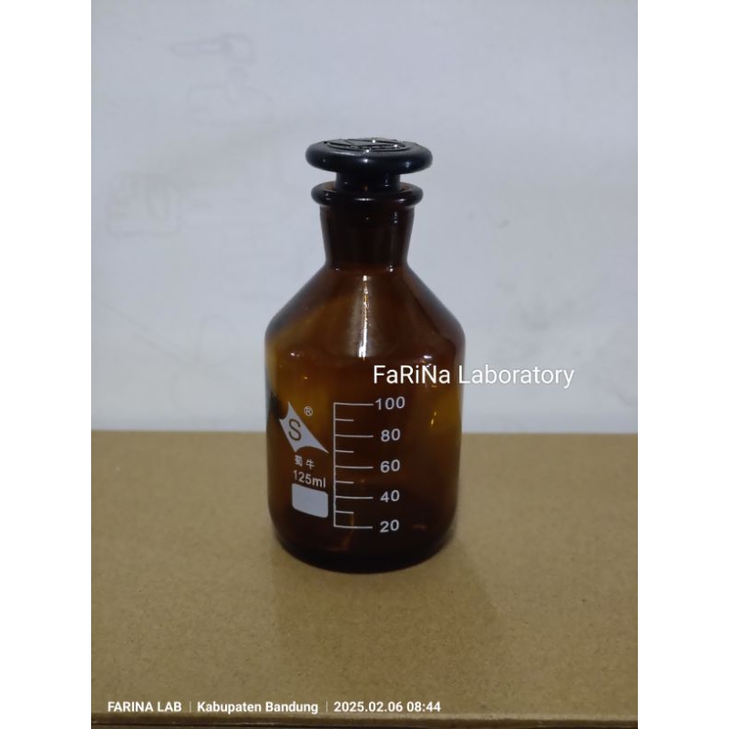 Jual Botol Reagen -Reagent Bottle-Botol Coklat 125ml RRC (mulut kecil) | Shopee Indonesia