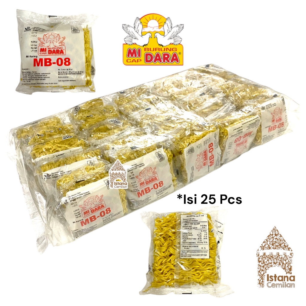 Jual Mi Cap Burung Dara MB-08 Mie Kering Bahan Seblak PACK (isi 25 pcs ...
