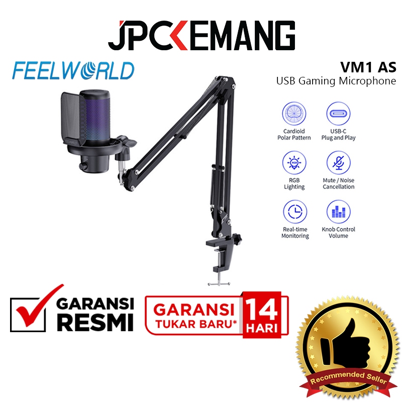 Jual Feelworld VM1 AS USB-C Gaming Condenser Microphone with Boom Arm ...
