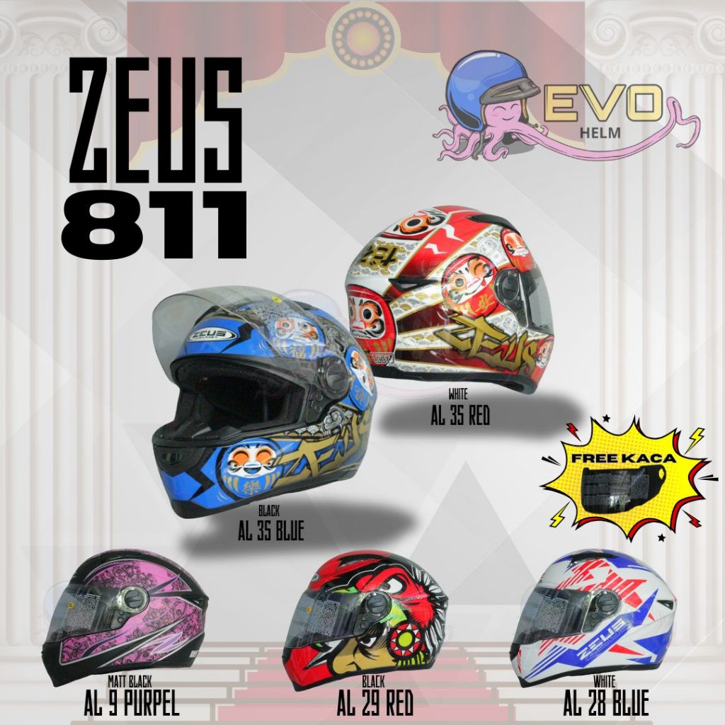 Jual HELM FULL FACE ZEUS 811 / ZS 811C SOLID MOTIF PRIA WANITA ORIGINAL ...