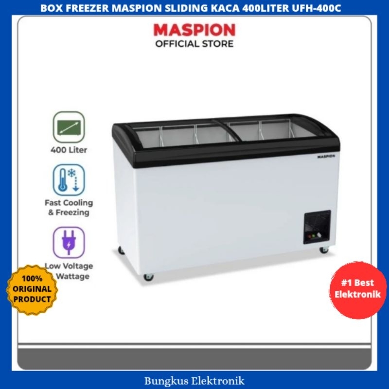 Jual BOX FREEZER SLIDING KACA MASPION 400LITER UFH-400C CHEST FREEZER ...