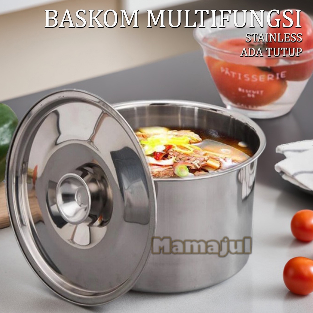Jual Baskom Tebal Dalam + Tutup Serbaguna Stainless Food Grade Basin ...