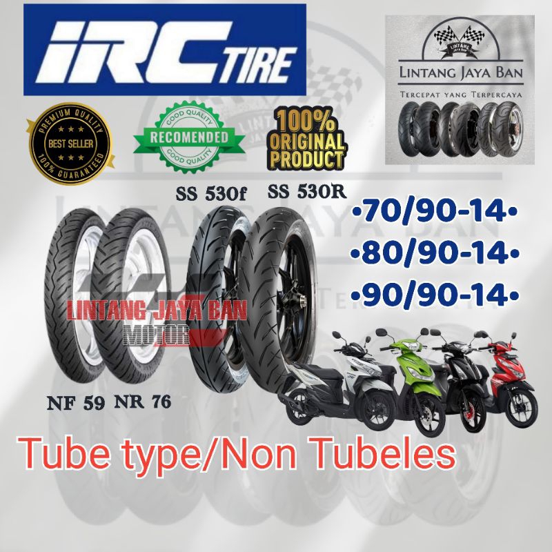 Jual Ban motor IRC Tube Type non tubeles 70/90-14 80/90-14 90/90-14 ...