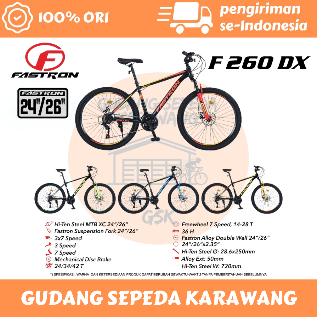 Jual SEPEDA GUNUNG MTB 24" / 26" FASTRON MTB F260 DX (3X7 MD) | Shopee ...
