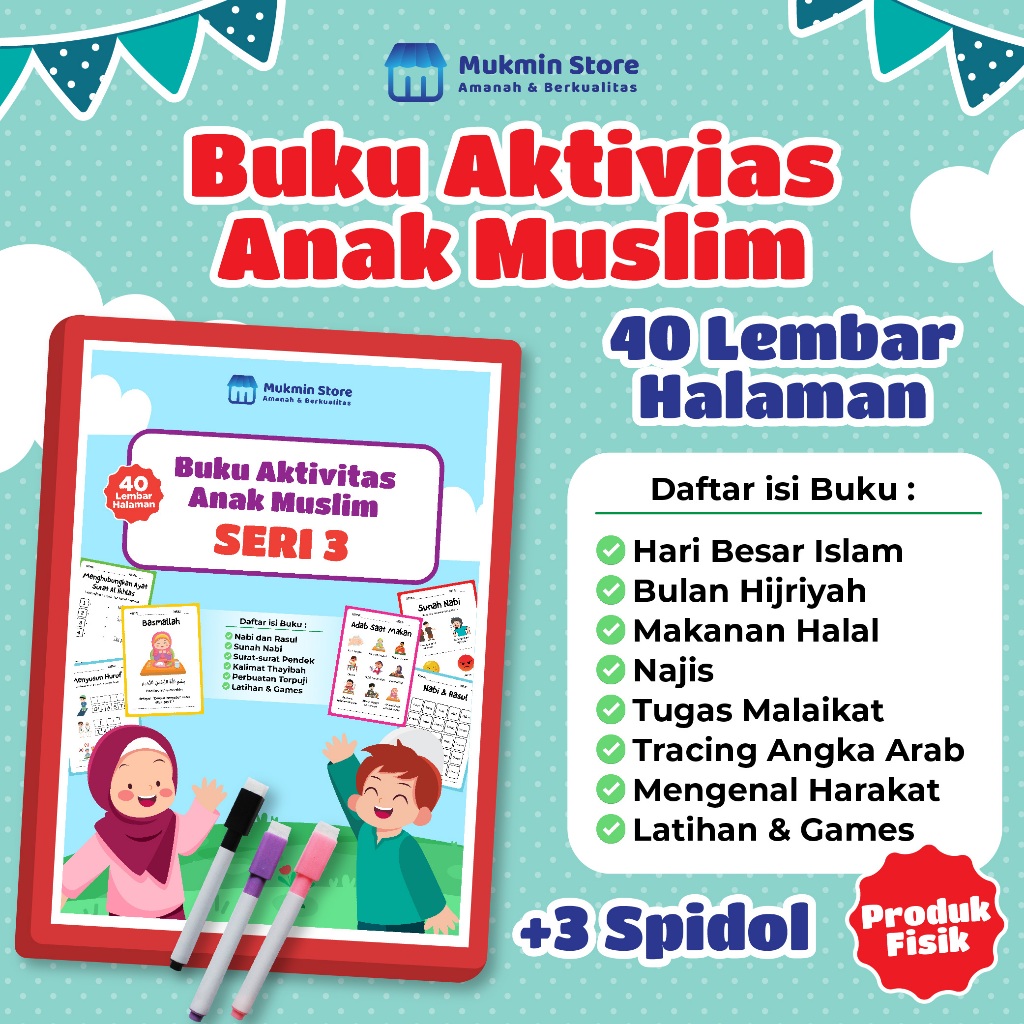 Jual Buku Aktivitas Anak Muslim Seri 3 - Worksheet Printable Anak ...