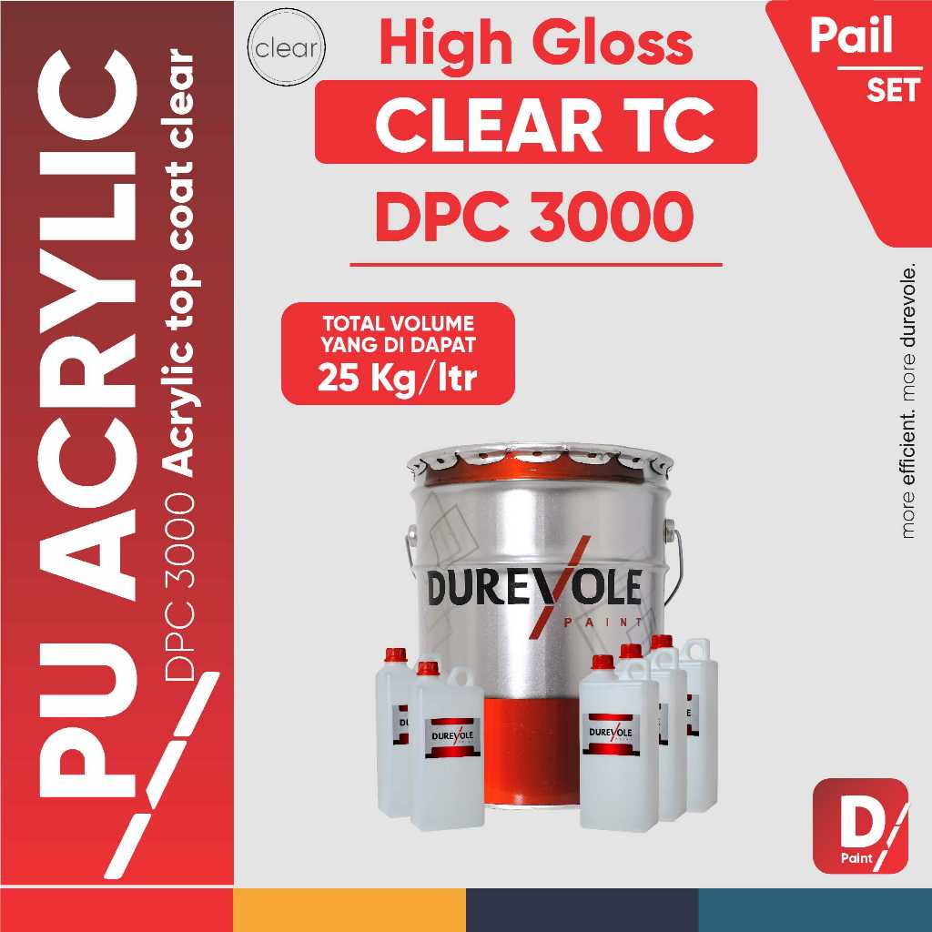 Jual DPC 3000 - DUREVOLE PU ACRYLIC CLEAR (Pail) | Shopee Indonesia
