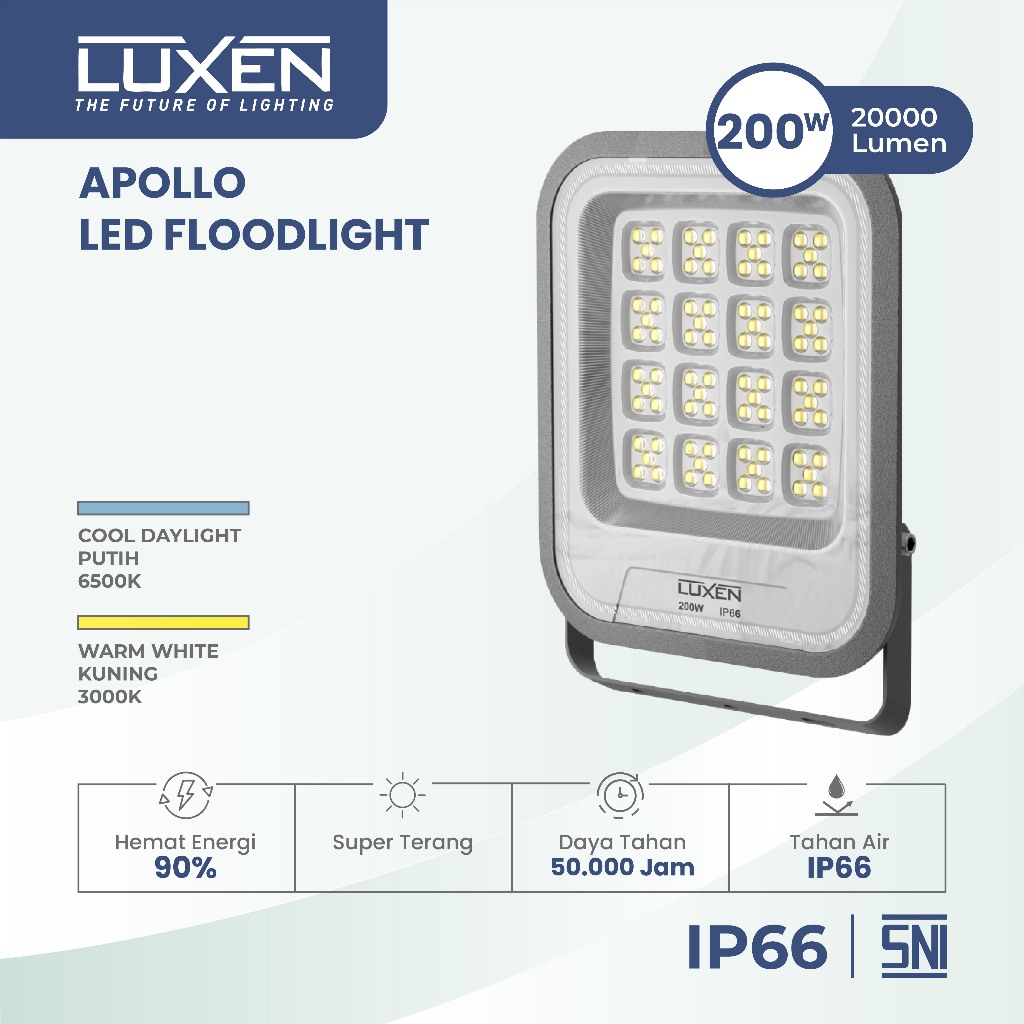 Jual Luxen Lampu Sorot LED Flood Light Apollo 200 Watt Cahaya Putih ...
