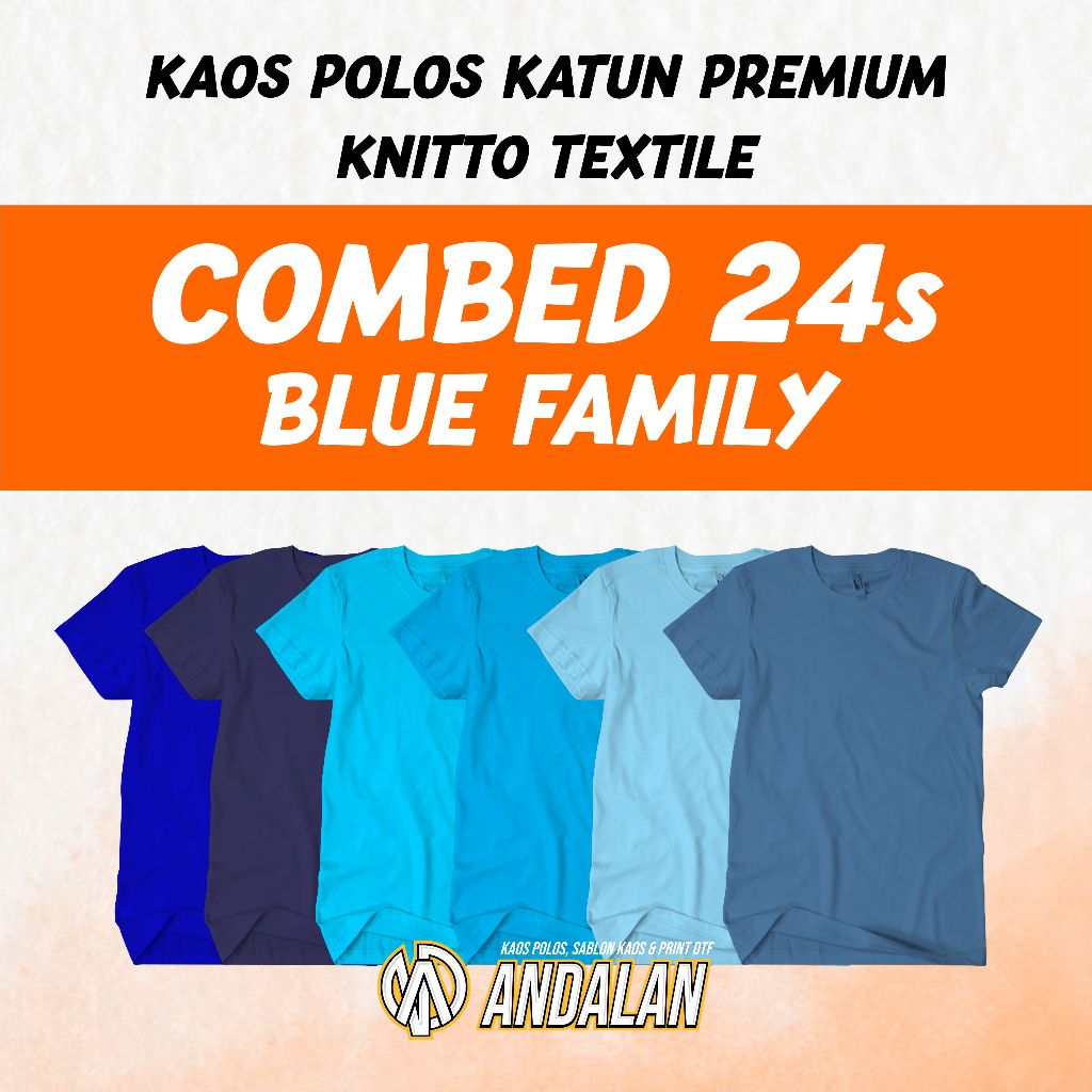 Jual KAOS POLOS COTTON COMBED 24S WARNA BIRU BENHUR NAVY TURKISH BIRU ...