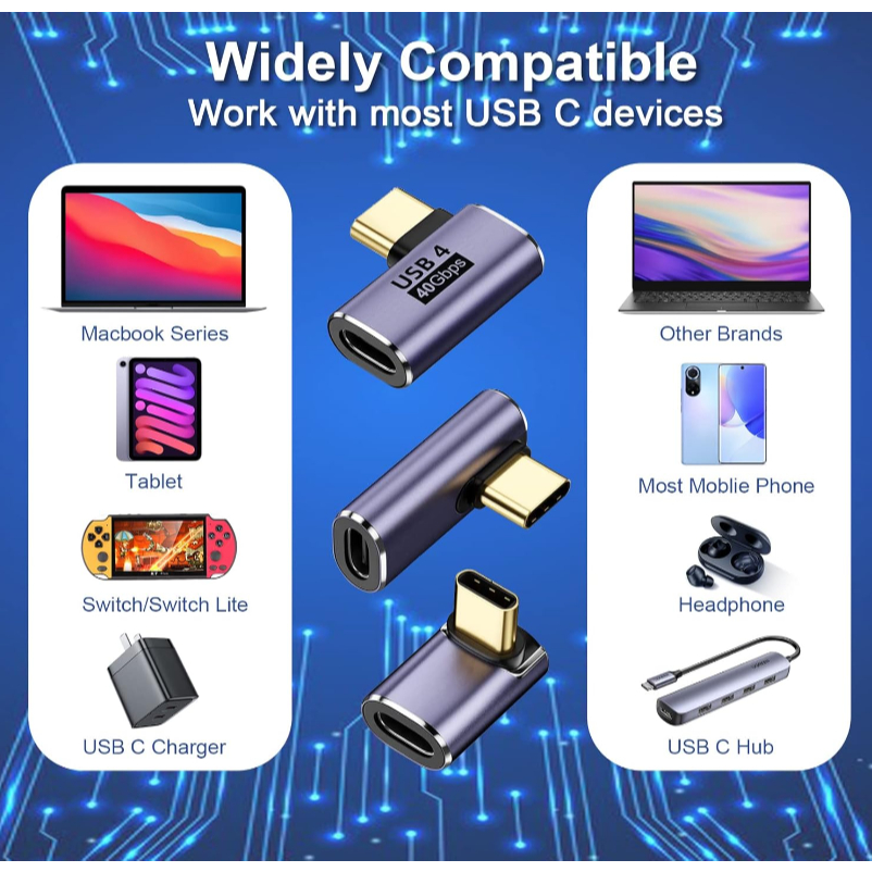 Jual AOLLON USB Type C Female Male Adaptor Head Up and Down 40Gbps ...