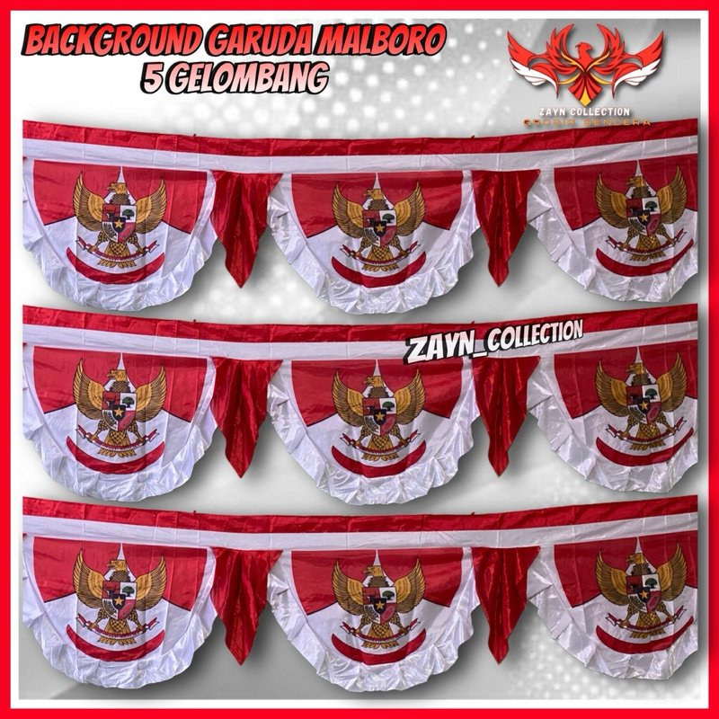 Jual BENDERA MERAH-PUTIH BACKGROUND GARUDA 5 GELOMBANG/UMBUL UMBUL GELOMBANG | Shopee Indonesia