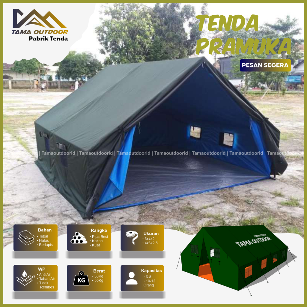Jual Tenda Pramuka 12 Orang 3x4 Full set Lebih Besar | Bahan D600soft ...